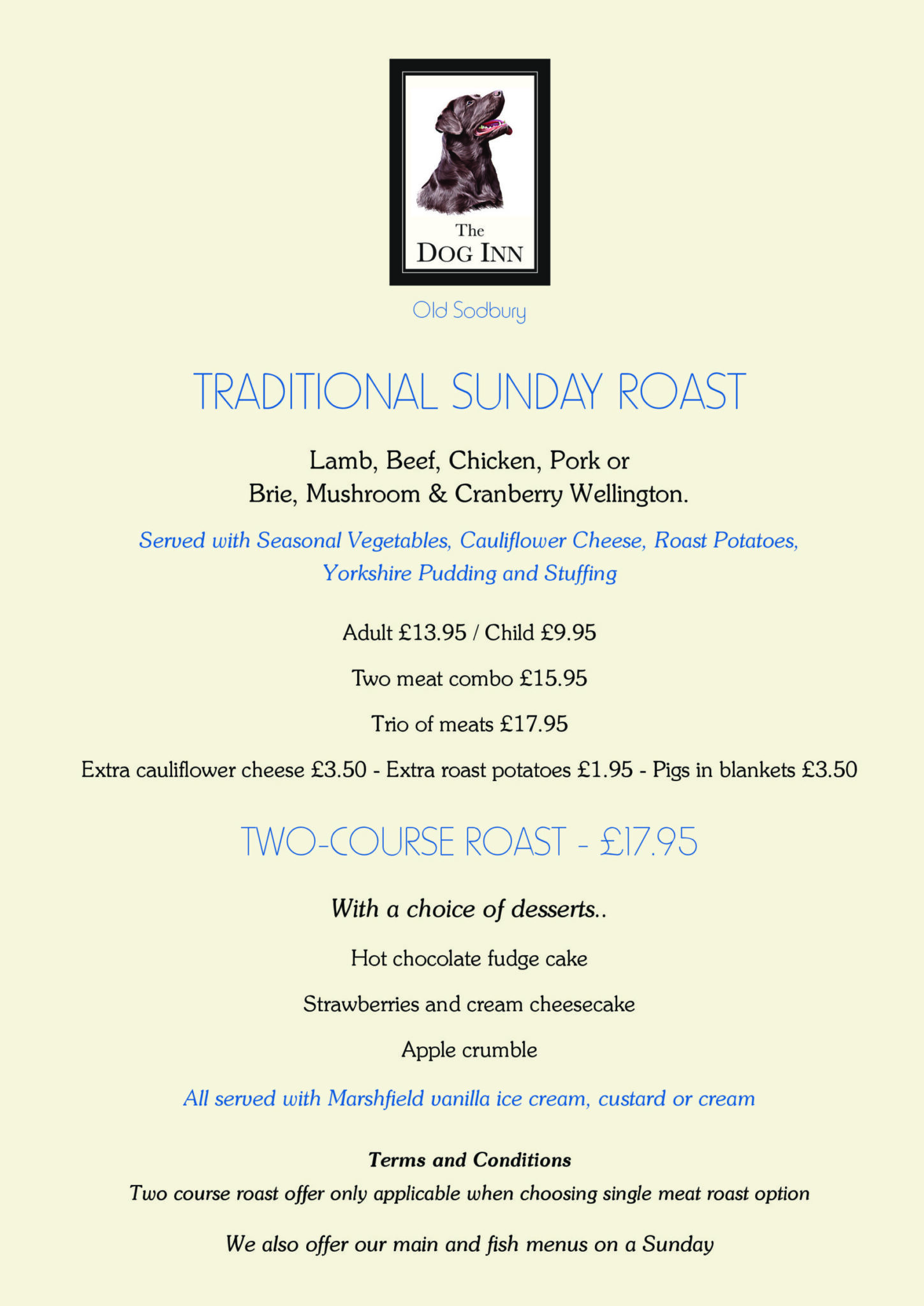 Menus - Dog Inn Old Sodbury