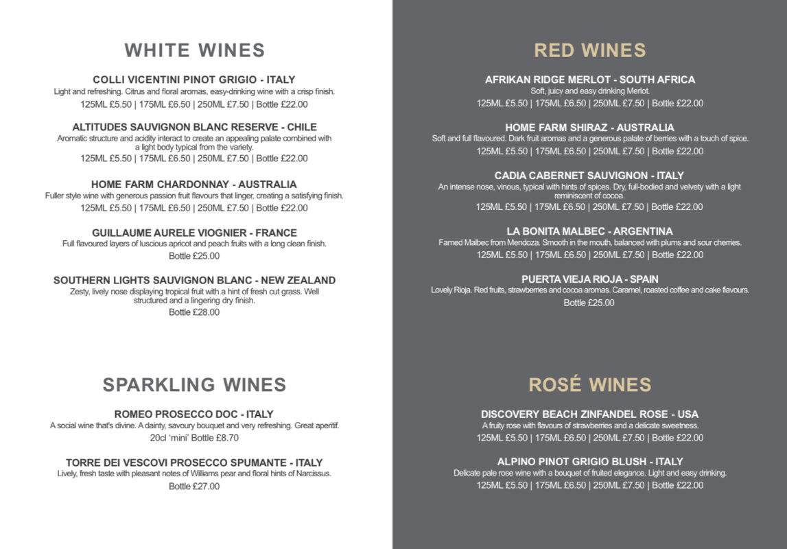 Menus - Dog Inn Old Sodbury